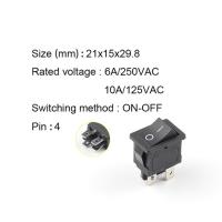 China KCD1 4 Pin 21x15mm On Off Boat Car Rocker Switch 6A 250V AC 10A 125V AC for sale