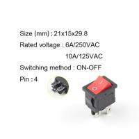 China KCD1 4 Pin 21x15mm On Off Boat Car Rocker Switch 6A 250V AC 10A 125V AC for sale