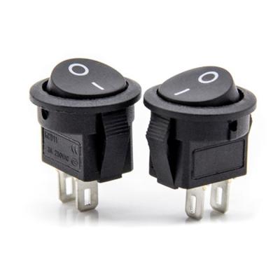 China 20mm 2 Pin On Off On Rocker Switch 6A 250V 10A 125V Black Nylon 66 for sale