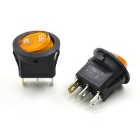 China 3 Pin Three Position Two Way Illuminated Round Momentary Contact Rocker Switch With 16a for sale