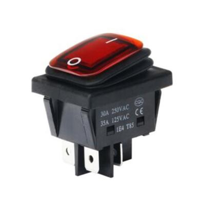 China KCD4 Waterproof Boat Switch 30A High Current 4 Pin 2 End Warped Board Power Switch Red with Light for sale
