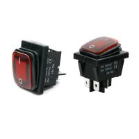 China KCD4 Waterproof Boat Switch 30A High Current 4 Pin 2 End Warped Board Power Switch Red with Light for sale