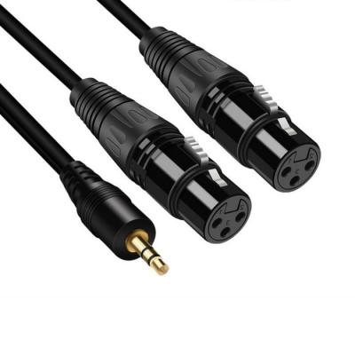 China Low Noise 3.5mm Male to Dual XLR Female Cable 1.5m Premium Shielded for sale