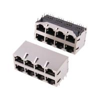 China 8 Port RJ45 8P8C Female 2x4 Jack Connector with LED Light Gold Plated 1.5A for sale