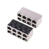 China 8 Port RJ45 8P8C Female 2x4 Jack Connector with LED Light Gold Plated 1.5A for sale