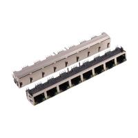 China 8 Port RJ45 Female Jack Network Connector 8P8C Shielded with LED Light Gold Plated 1.5A for sale