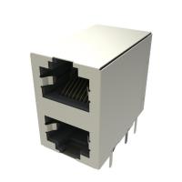 China Dual Port RJ45 8P8C Female Right Angle DIP Connector Shielded 1.5A for sale