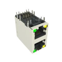 China Dual Port RJ45 8P8C Female Right Angle DIP Connector Shielded 1.5A for sale