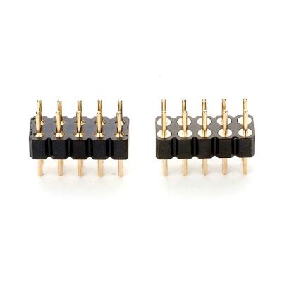 China 2.54mm Pitch Dual Row Round Pin Header 180 Degree DIP Connector Full Gold 3A for sale
