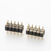 China 2.54mm Pitch Dual Row Round Pin Header 180 Degree DIP Connector Full Gold 3A for sale