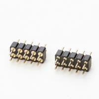 China 2.54mm Pitch Dual Row Round Pin Header 180 Degree DIP Connector Full Gold 3A for sale