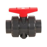 China PVC Transparent Double Union Ball Valve 1/2 to 2 Inch 150PSI Socket or Threaded for sale