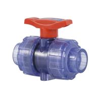 China PVC Transparent Double Union Ball Valve 1/2 to 2 Inch 150PSI Socket or Threaded for sale