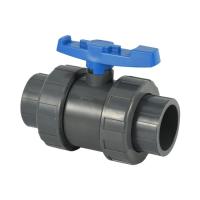 China PVC Transparent Double Union Ball Valve 1/2 to 2 Inch 150PSI Socket or Threaded for sale