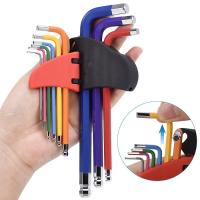 China 1.5mm-10mm L Type Ball End Allen Wrench Set Metric Long Hex Key 9 Piece for sale