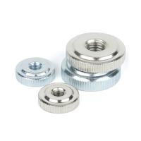 China 1/4-20 Steel Flat Knurled Nuts With Tapped Through Holes for sale
