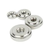 China 1/4-20 Steel Flat Knurled Nuts With Tapped Through Holes for sale