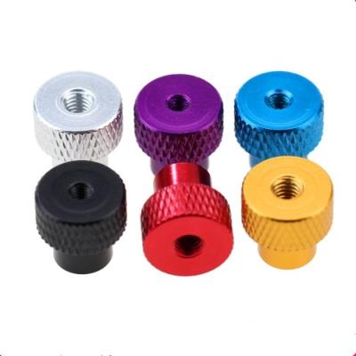 China 1/4-20 Colorful Aluminum Knurled Nut with Collar Anodized M3 M4 M6 M8 Custom for sale