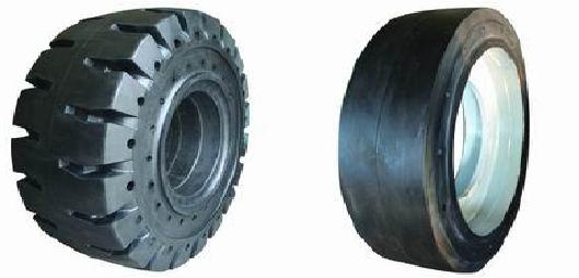 Solid forklift tire and tire press machine
