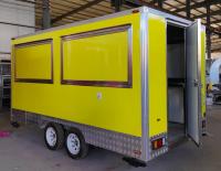 China Affordab Dinner Car Customized High Quality 2024 Mobile Yellow Food Trailer Snack Food Truck Tea Shop Trailer for sale