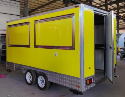 China Affordab Dinner Car Customized High Quality 2024 Mobile Yellow Food Trailer Snack Food Truck Tea Shop Trailer for sale