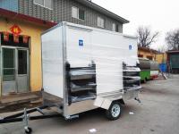 China 1 Step Push Foldable Mobile Toilet Trailer With RV Toilet Clean And Waste Water Tank for sale