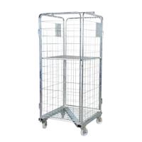 China Heavy Duty 500kg Nestable Foldable Wire Mesh Roll Cage for Warehouse Logistics Storage for sale