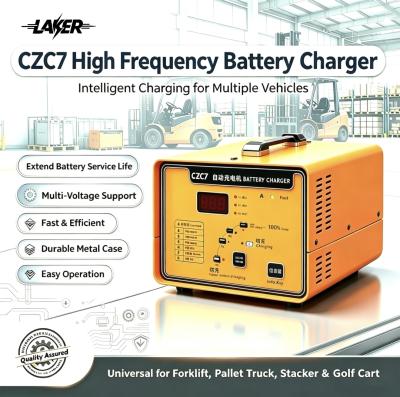 China CZC7 Series Upgraded Smart Multi-stage High-frequency Automatic Charger, Heavy-duty Safe Fast Charging Battery Maintenance Device for Forklift, Pallet Truck, Stacker & Golf Cart for sale