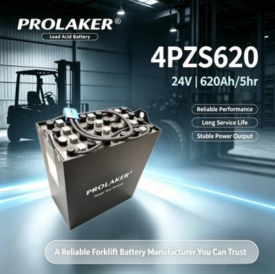 China ProLaker 4PZS620 24V Forklift Traction Battery 620Ah/5hr, Long‑Life & High Vibration‑Resistant Tubular Plate Lead‑Acid Battery for Jungheinrich EJG216, BT SRE135 & Other 24V Warehouse Forklifts for sale