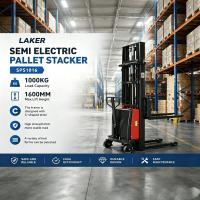 China Labor Saving 1 ton 1.6m Semi Electric Stacker for Warehouse Pallet Handling for sale