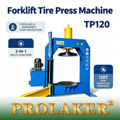 China TP120 120Ton Heavy Force Hydraulic Solid Tire Press, Time‑Saving Forklift Tire Mount Dismount & Reconditioning Machine 12‑16'' Rim for sale