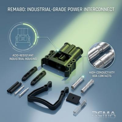 China REMA80 Anti-Acid Male Female Battery Charger Connector, ISO/TS16949, 80A 600V for sale