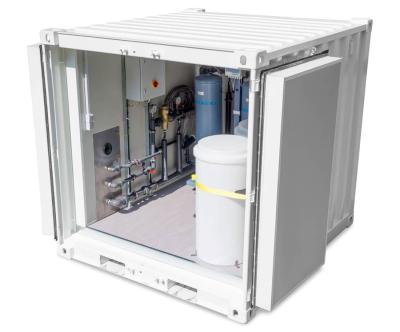 China Containerized Commercial RO System with 10000L/Hour Capacity and 25kw Power for Industrial Water Treatment for sale