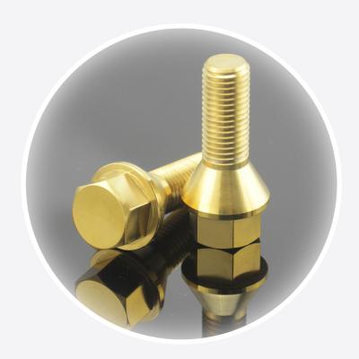 China Gold Titanium GR5 Wheel Bolts 26mm Shank Grade 10.9 for BMW F G Chassis Mini for sale