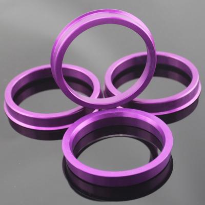 China CNC Super Thin Aluminum Hub Centric Rings 66.6mm OD to 57.1mm ID Anodized Purple for sale