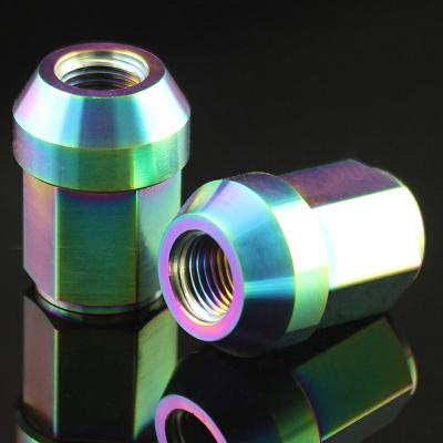 China GR5 Titanium Wheel Lug Nuts M12x1.25 M14x1.5 PVD Coated Black Gold Red for sale