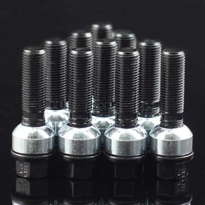 China Grade 12.9 Extended Lug Nuts 35mm Black Finish Shank for Porsche Wheel Spacers for sale