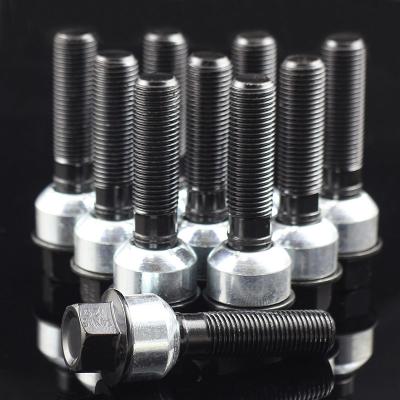 China Grade 12.9 40mm Extended Wheel Bolt and Lug Nut for Porsche Black Finish Shank for sale