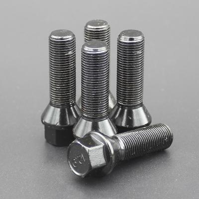 China M14x1.25 Cone Seat Extended Wheel Bolt 38mm Shank Grade 12.9 Black Dual Coating for BMW F G Chassis Mercedes for sale