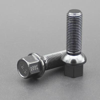 China M14x1.5 R13 Ball Seat Extended Lug Bolt 39mm Shank Grade 12.9 Dual Coated Black for VW for sale