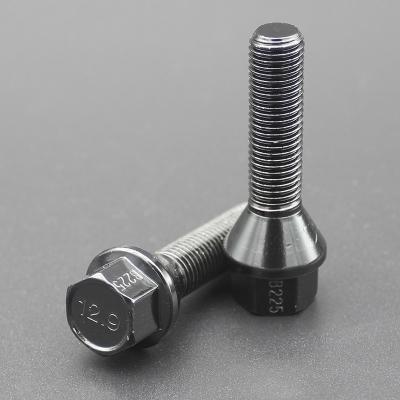 China M12x1.5 41mm Cone Seat Extended Wheel Bolt Grade 12.9 Dual Coating Black for BMW E Chassis for sale