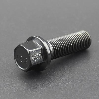 China M14x1.5 R14 Ball Seat Extended Lug Bolt 39mm Shank Grade 12.9 Dual Coating Black for Audi Mercedes for sale
