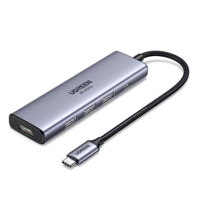 China USB C Hub 5 in 1 USB C to HD-MI Splitter 3 USB A 3.0 Port and 5Gbps Type-C Data Port, 4KHDMI Port, PD 100W Charging for sale