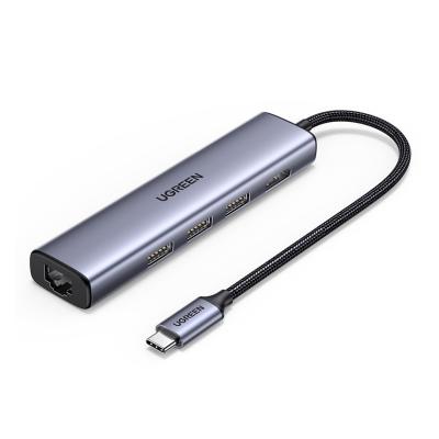 China 5Gbps USB C Hybrid Multiport Adapter 5 In 1 USB C Hub With 3 USB3.0 HDMI And RJ45 for sale