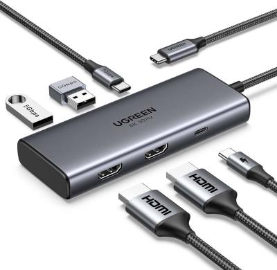 China Revodok 206 Docking Station 6 In 1 USB C Dock Dual HDMI 4K for sale