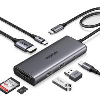 China Revodok Pro 107 Network Device 7 In 1 10Gbps USB C 3.2 USB-A 3.2 100W SD TF Card Reader for sale