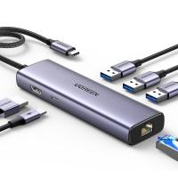 China Revodok 6 in 1 USB C Hub Gigabit Ethernet Adapter with 4K-HDMI, 100W PD Charging, USB A Data Ports for sale