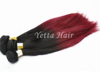 China Dark Red Ombre Human Hair Extensions Silky Straight 100g 18inch Real Remy Hair Weave for sale