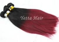 China Dark Red Ombre Human Hair Extensions Silky Straight 100g 18inch Real Remy Hair Weave for sale