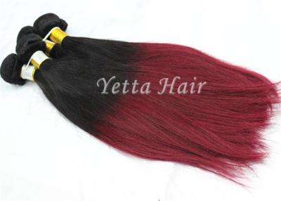 China Dark Red Ombre Human Hair Extensions Silky Straight 100g 18inch Real Remy Hair Weave for sale